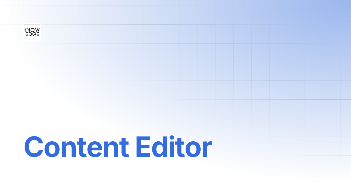 Content Editor | Sunbird Knowlg