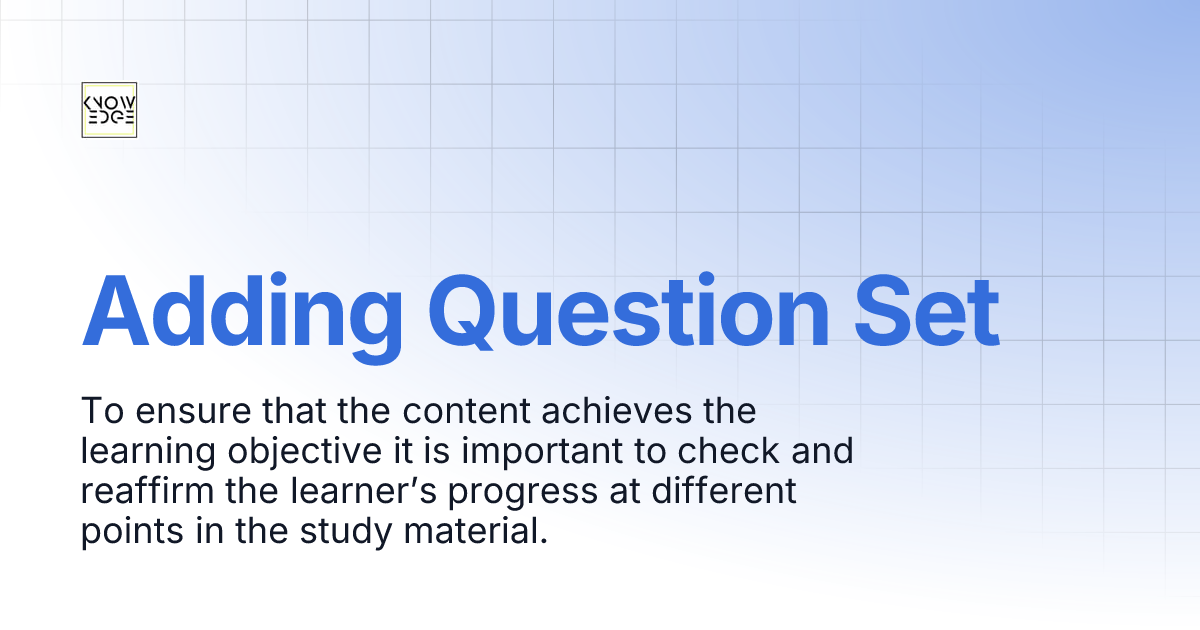 Adding Question Set | Sunbird Knowlg